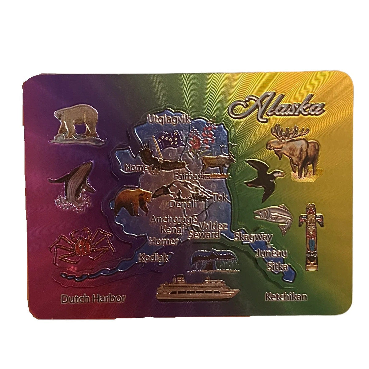 Alaska Icon & Map Reflection Magnet — Polar Bear Gifts