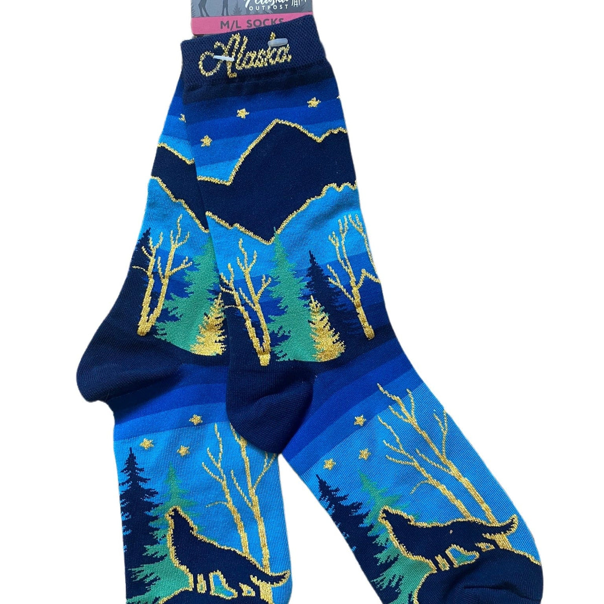 Blue/ Gold Wolf, Ladies Sock — Polar Bear Gifts