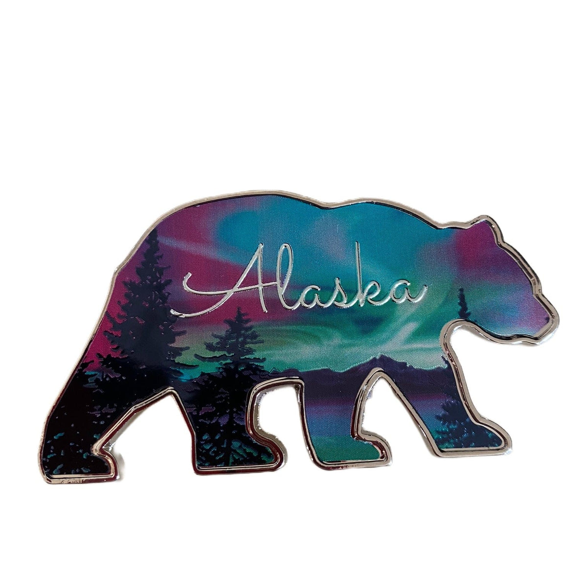 Metal Northern Lights, Magnet — Polar Bear Gifts
